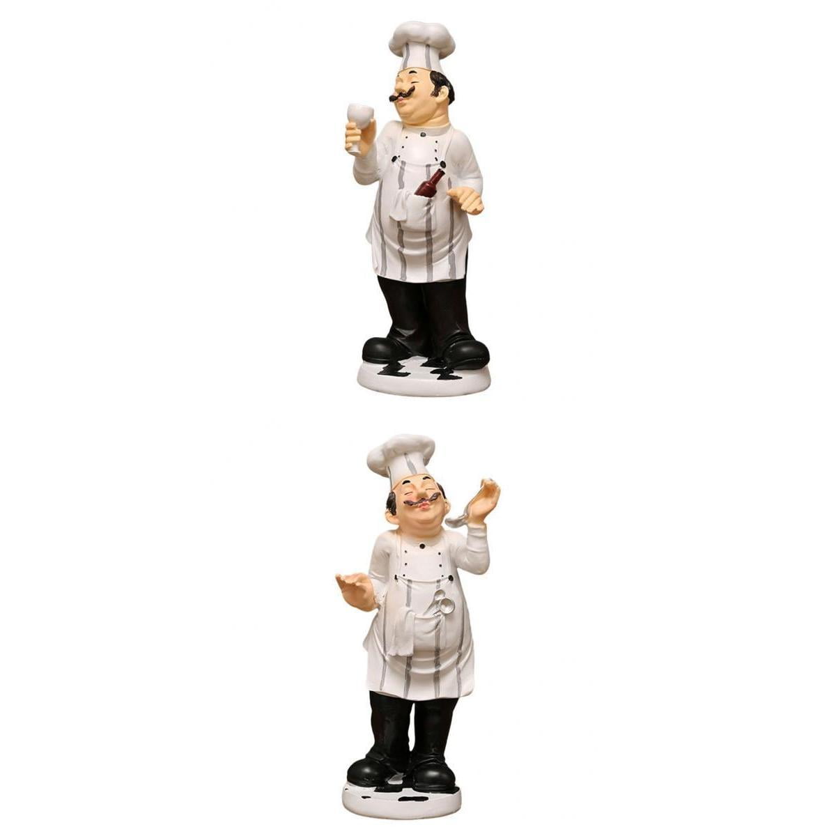 2x Resin Chef Figurine Cook Statue Model Kitchen Decorative Decor ...