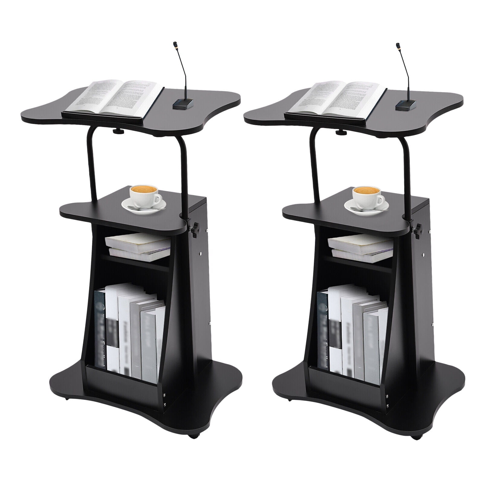 2x Rolling Lectern Podium Presentation Stand Church Pulpit W/Storage ...