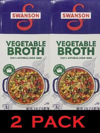 2x SWANSON Vegetable Broth 100% Natural GLUTEN FREE - 32 oz Carton 2 ...