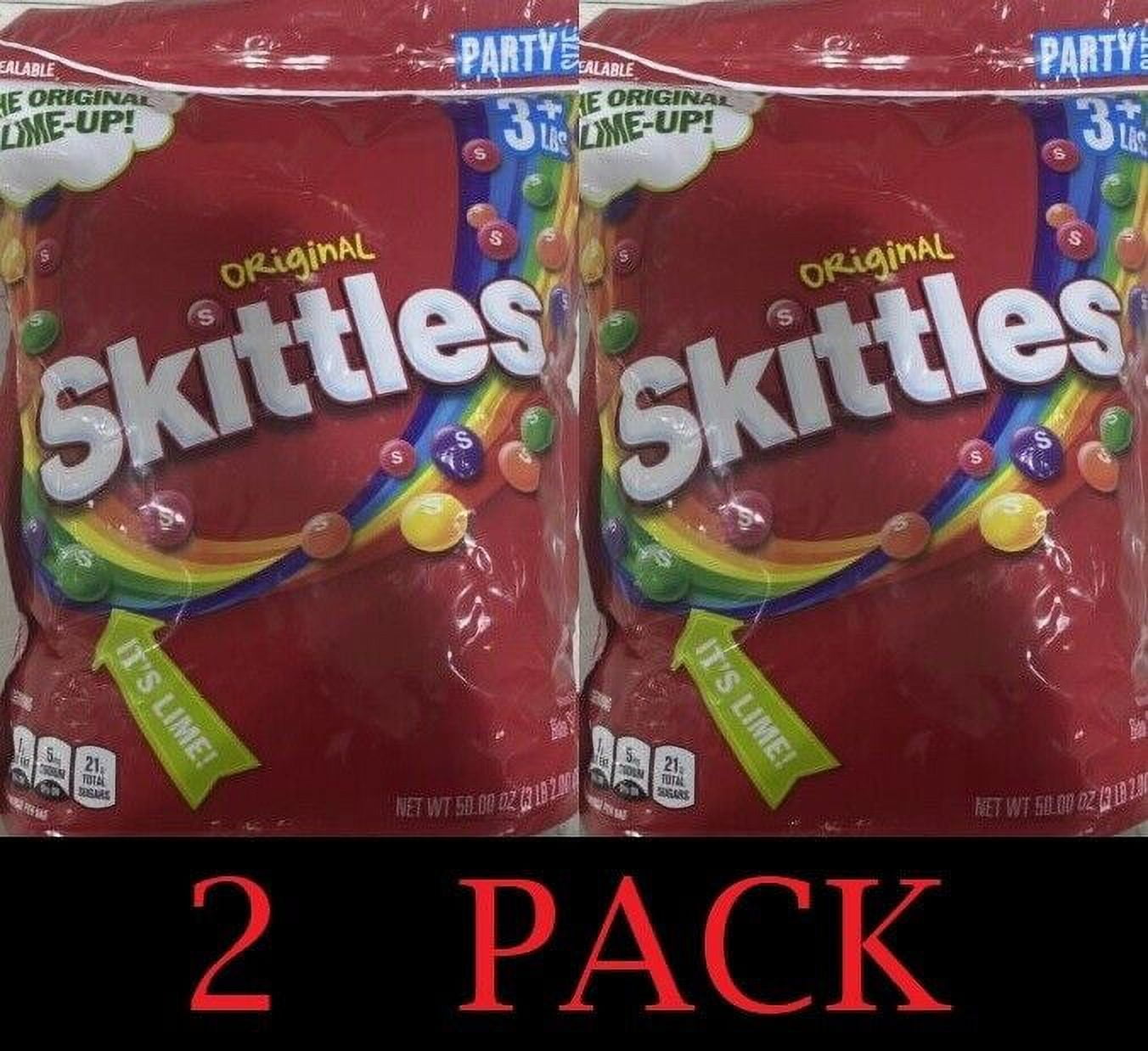 2x Skittles Original Chewy Candy Party Size Resealable Bag 50 oz Lime ...