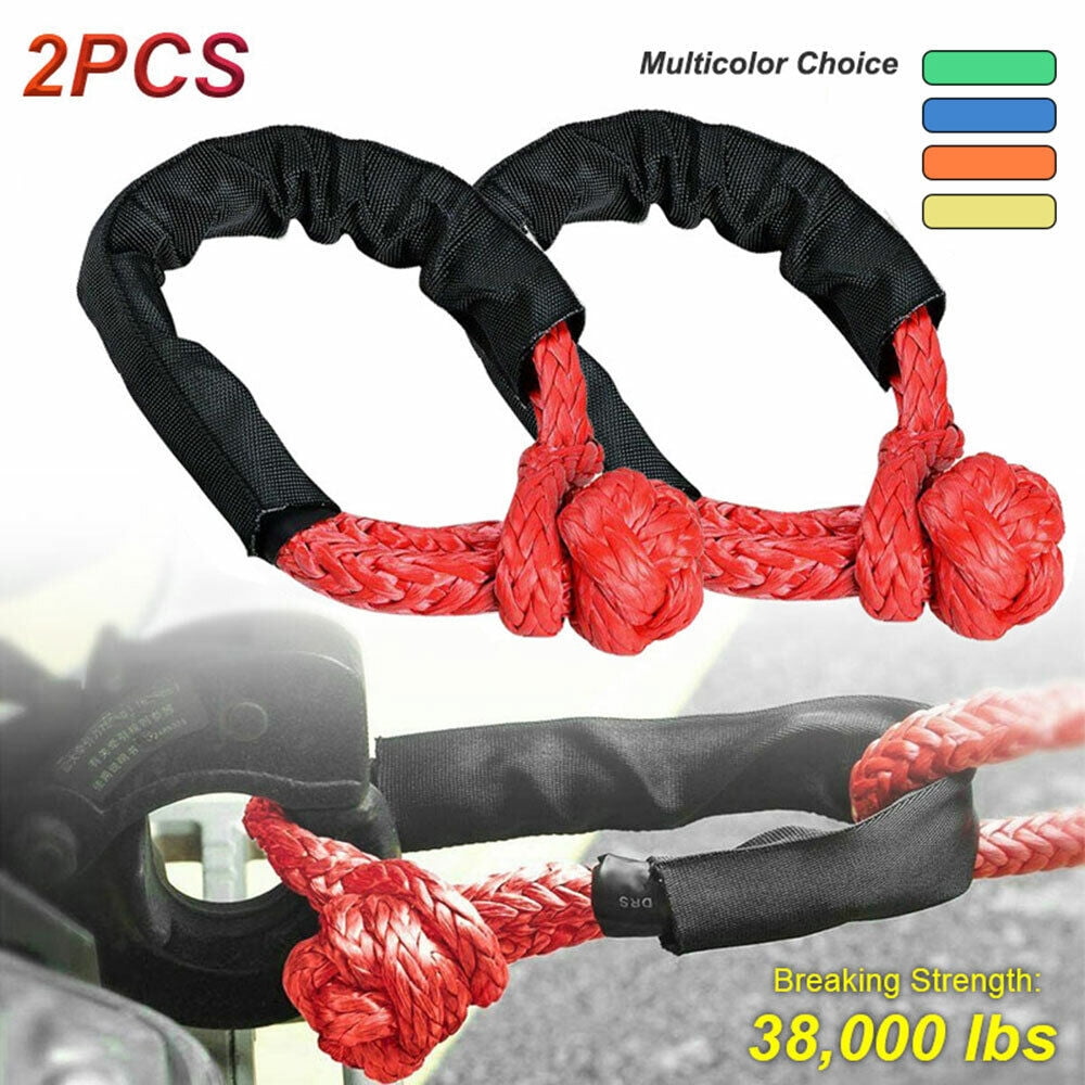 2x Soft 1/2'' x 22'' Shackle Rope Synthetic Tow Recovery Strap 38000LBS ...
