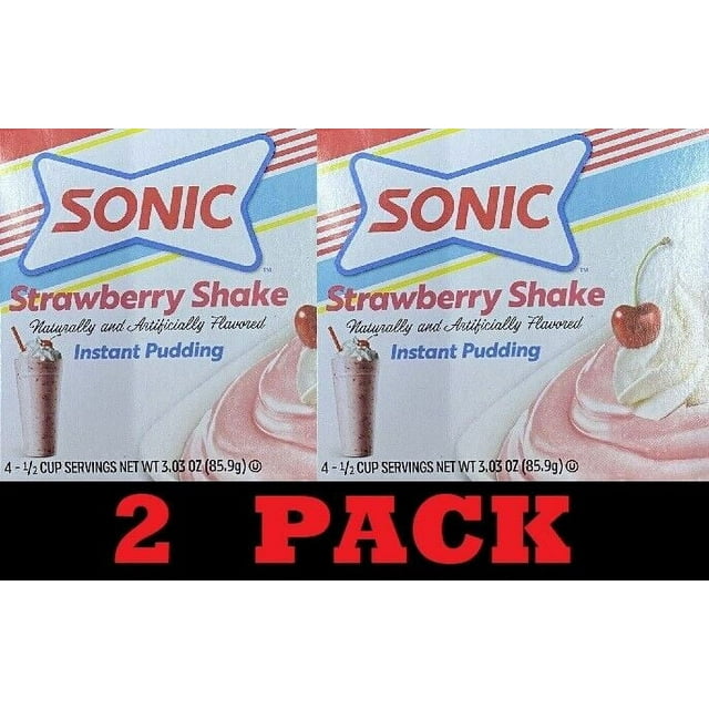 2x Sonic STRAWBERRY SHAKE Dessert Instant Pudding Mix 3.03 oz - 2 BOXES ...