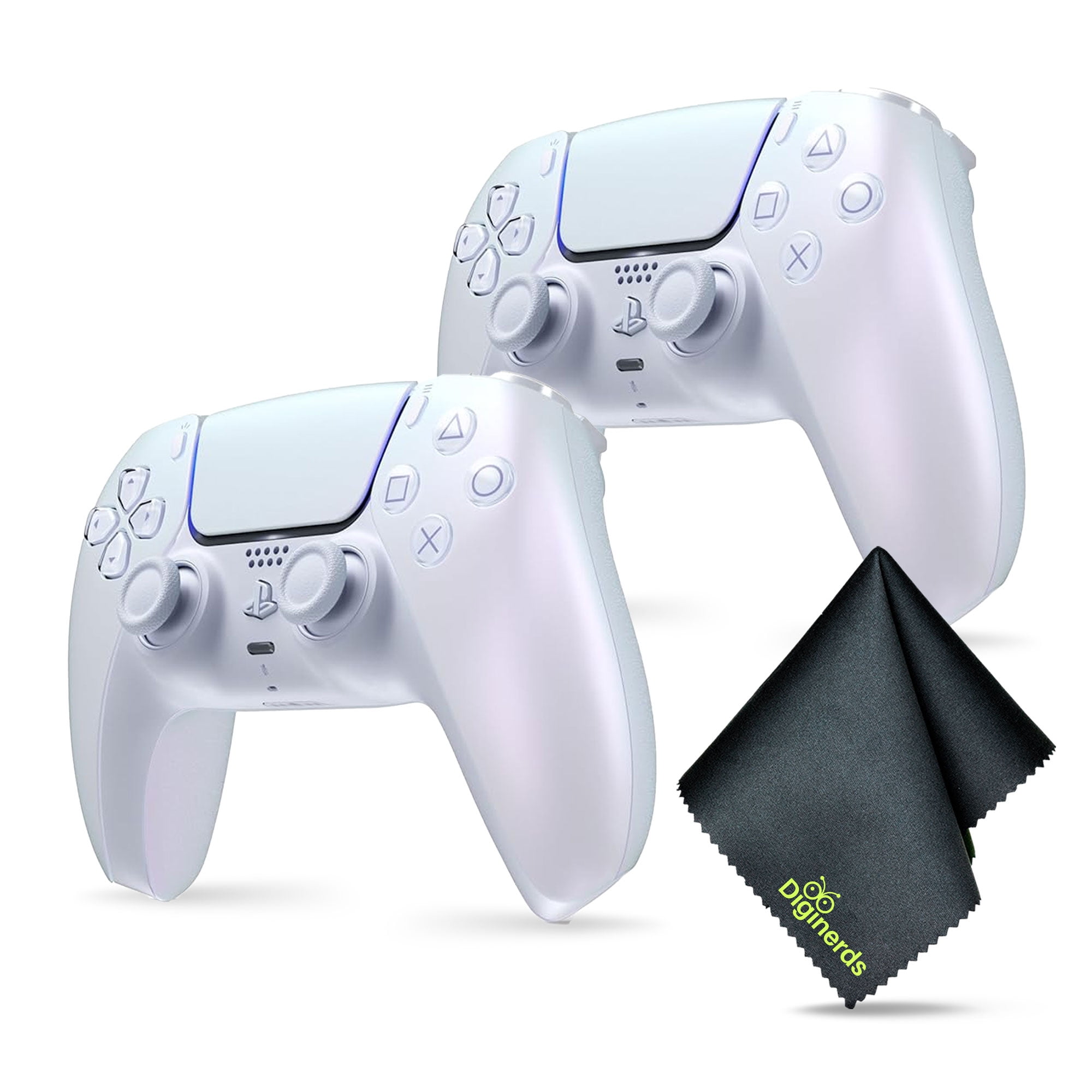 2x Sony PS5 DualSense Wireless Controller - Chroma Pearl + Microfiber ...