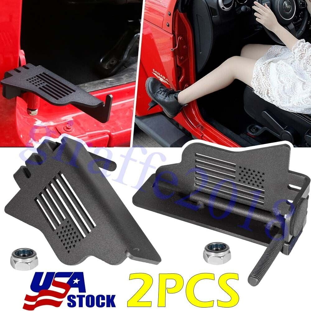 2x Steel Front Foot Pegs Rest Pedal Exterior Door Hinge for Jeep ...