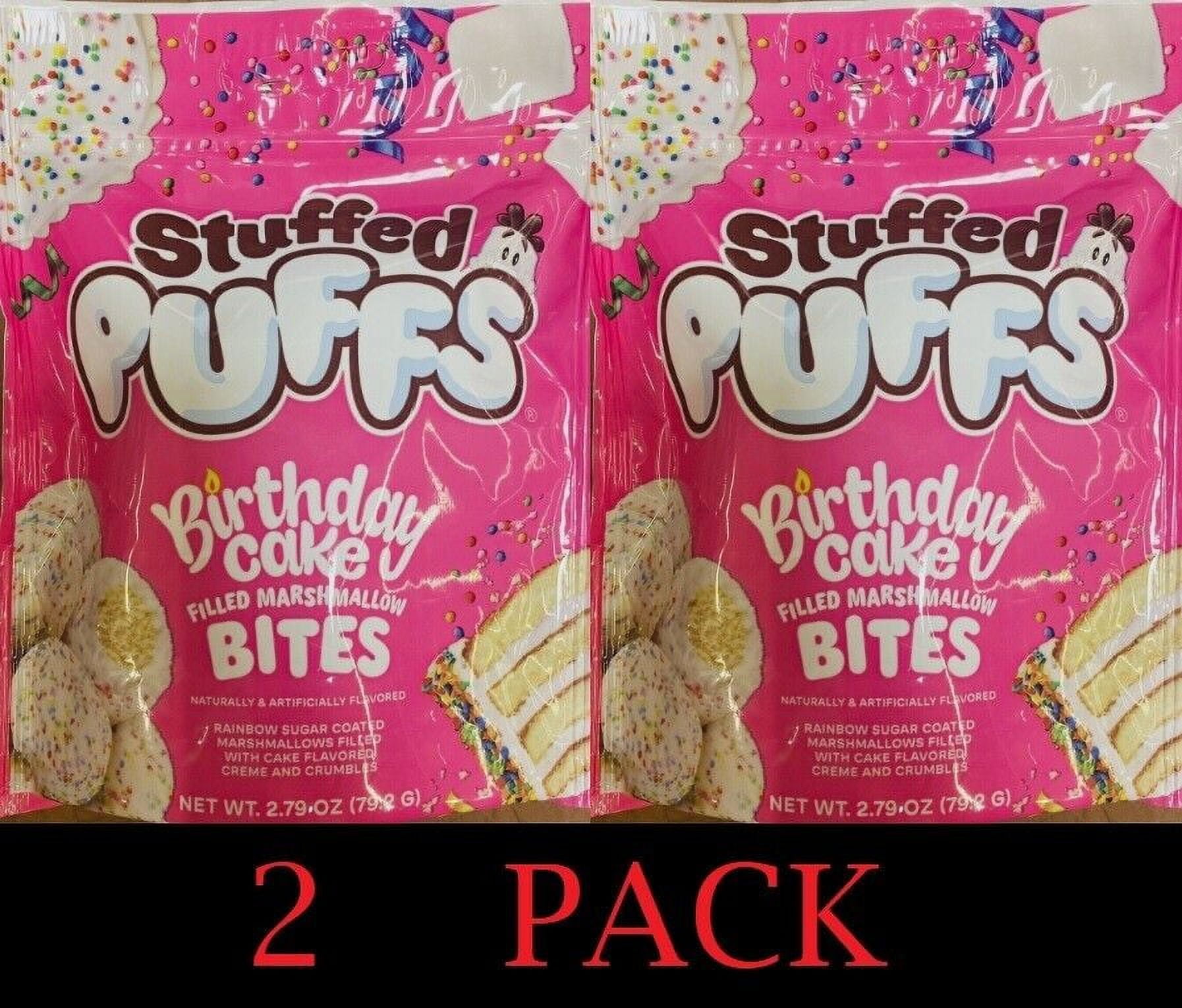 2x Stuffed Puffs BIRTHDAY CAKE Filled Marshmallow bites 2.79 oz bag - 2 ...