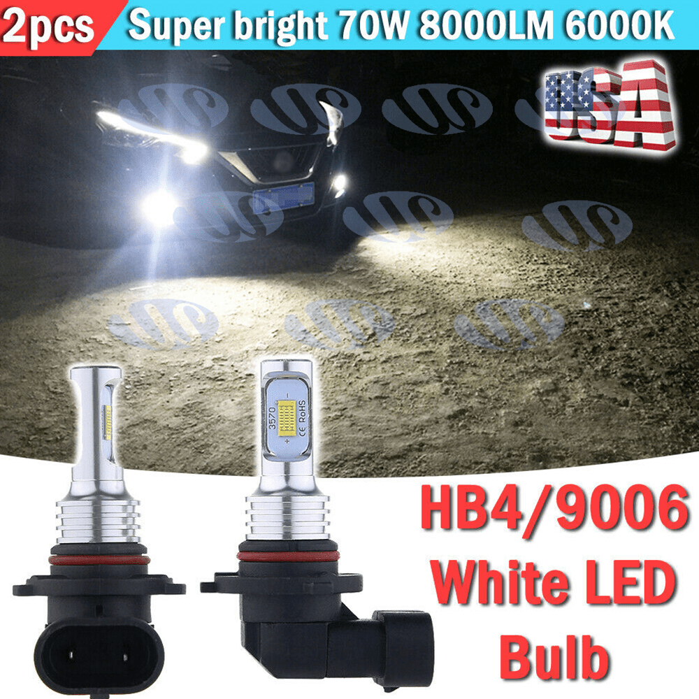 2x Super Bright 9006 HB4 LED Headlight Bulbs Kit Low Beam 70W 8000LM ...