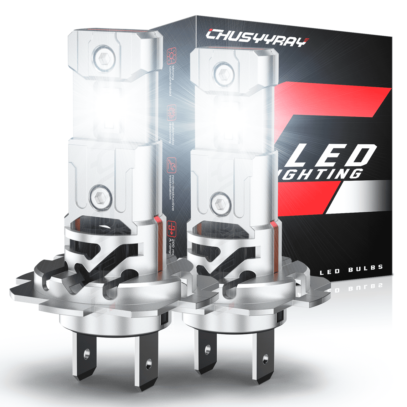 2x Super Bright H7 LED Headlight Kit High Low Beam DRL Bulbs 20000LM ...