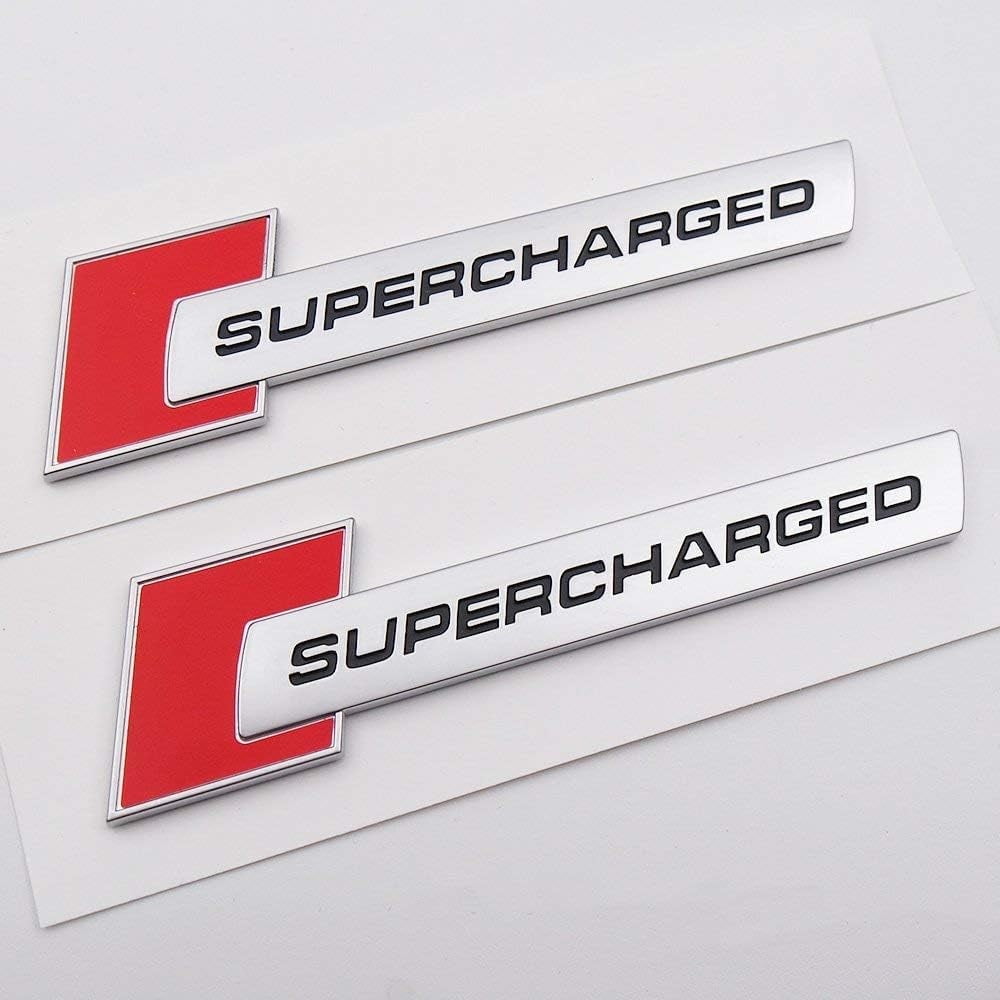 2x Supercharged Badge Emblems 3D Metal Logo Nameplate Decal for TT A3 ...