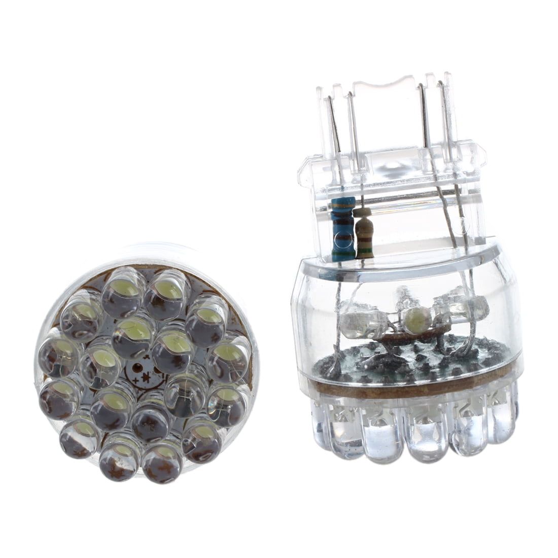 2x T25 3157 3057 W21/5W White Car 24 SMD LED Stop Tail Brake Light Bulb ...