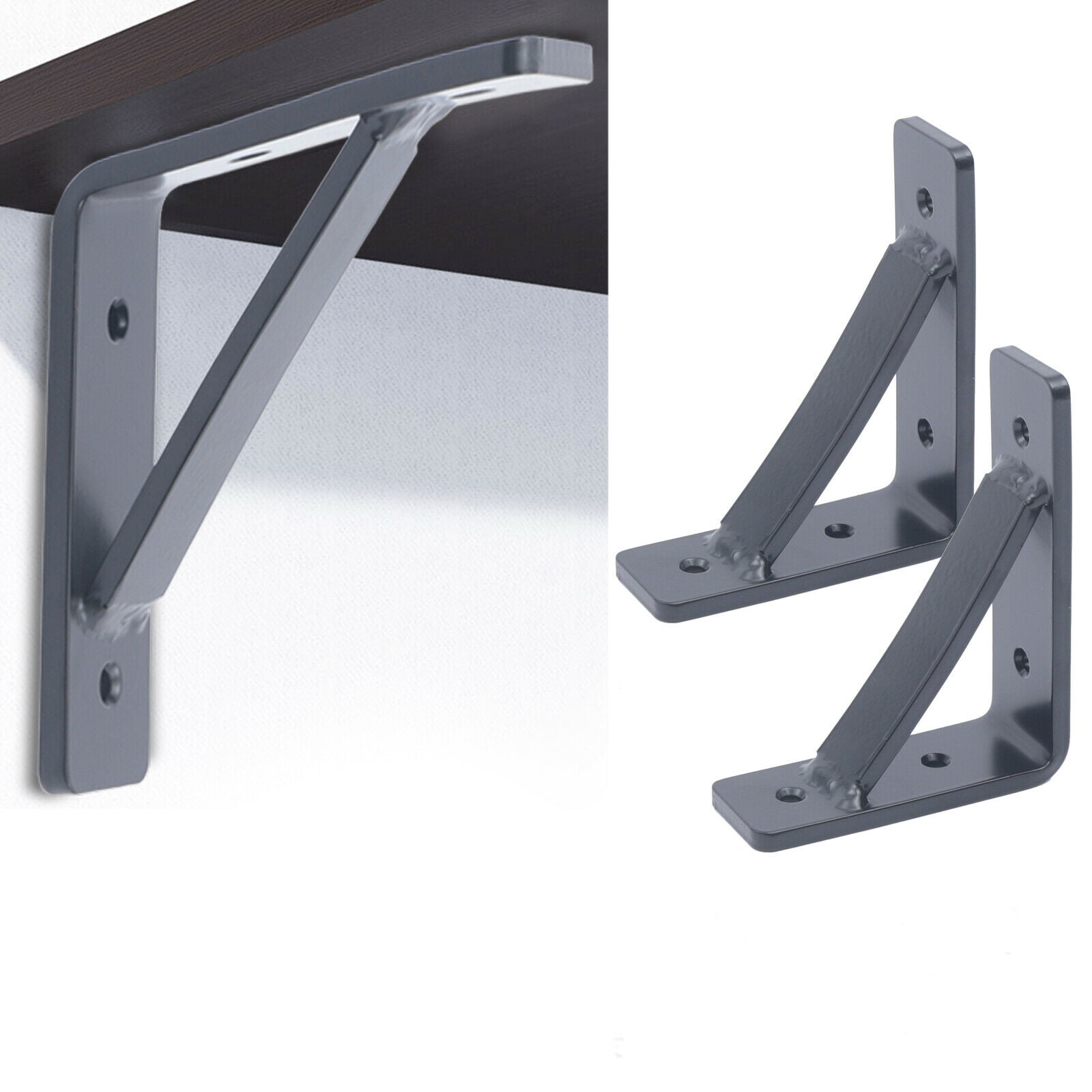 2x Table Shelf Triangle Bracket Support Holder Wall Mounted Iron Bench ...