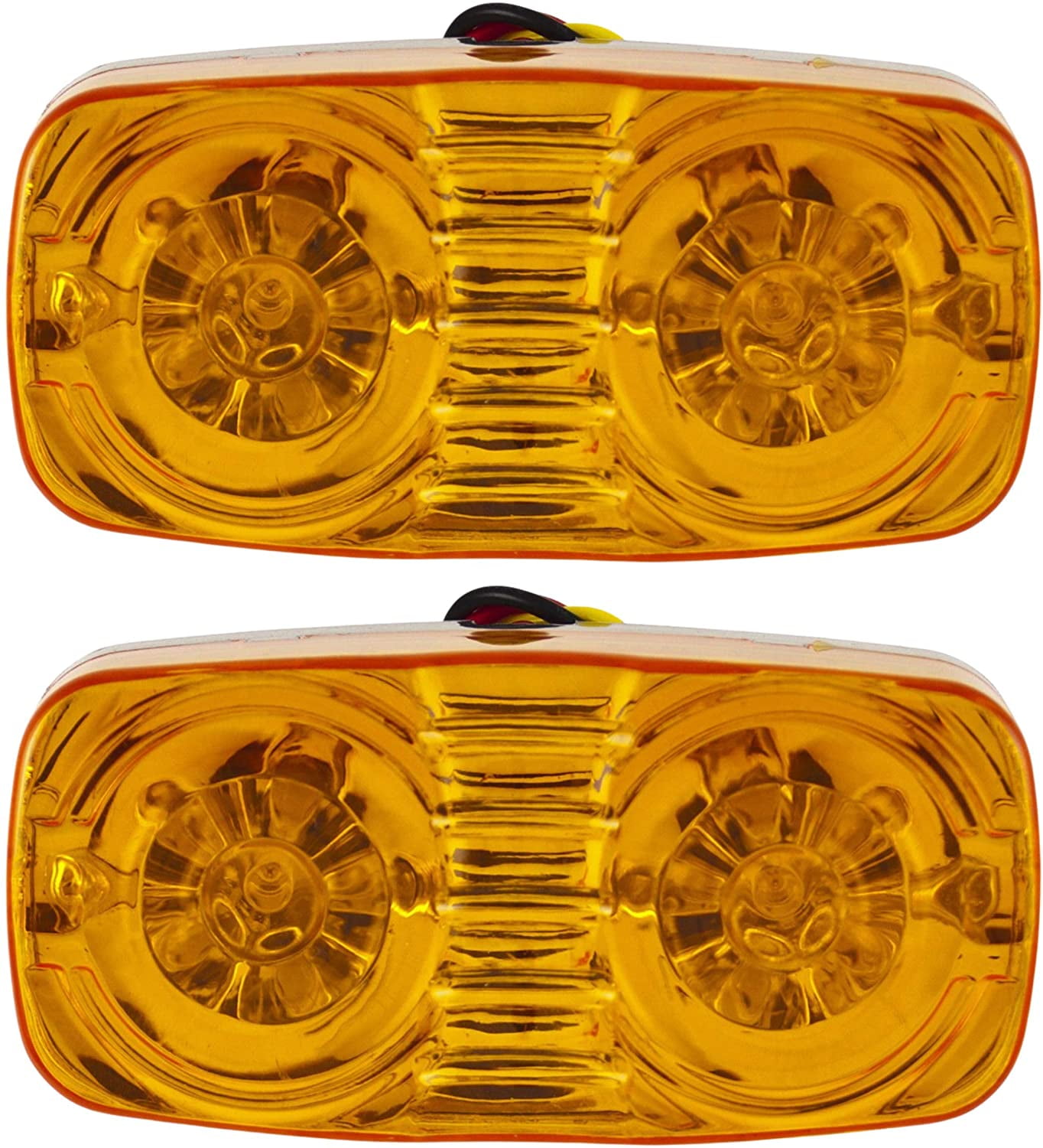 2x Trailer Marker LED Light Double Bullseye Qty 2 Amber 12 LED Lights ...