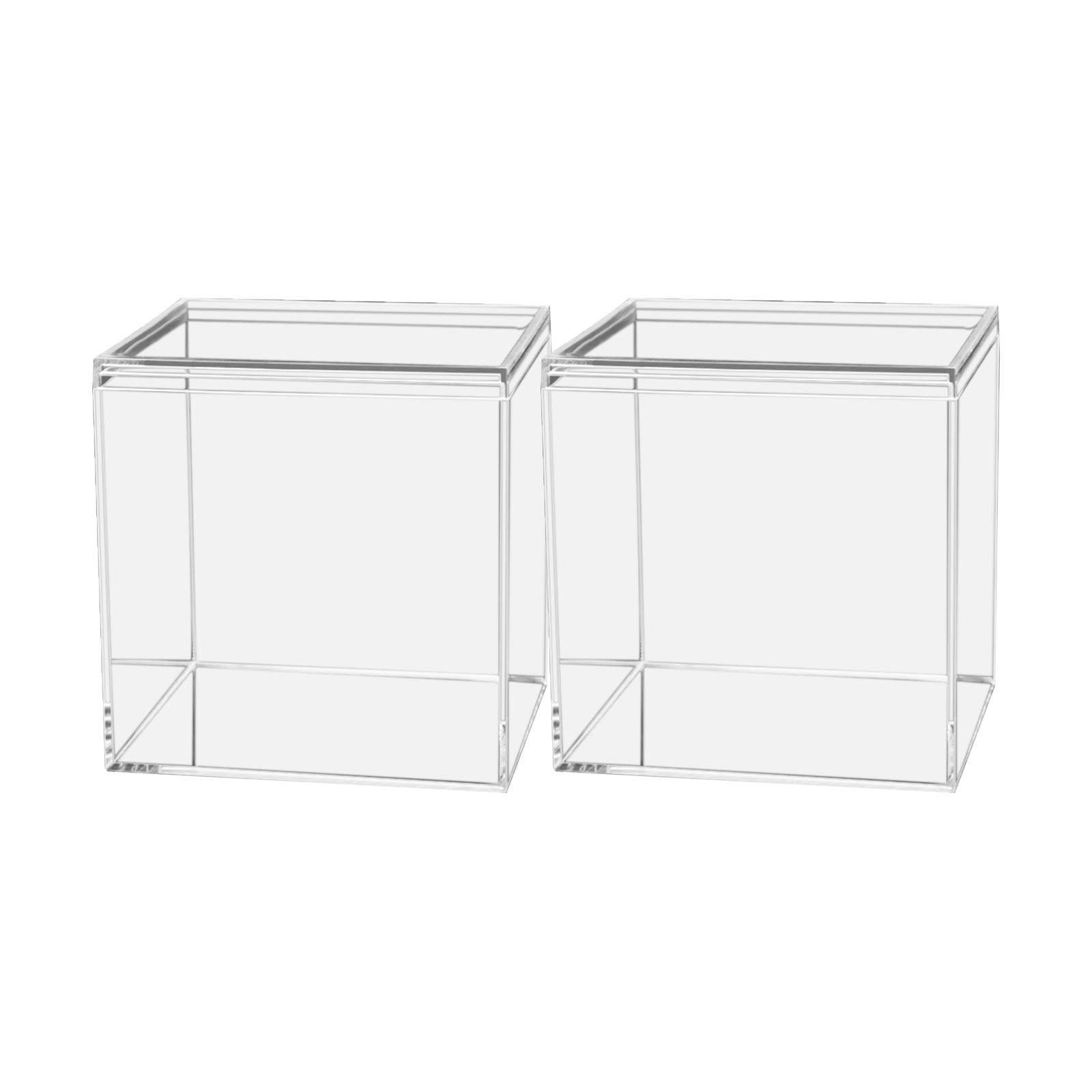 2x Transparent Acrylic Storage Box Container Stackable 7.5cmx7.5cmx7 ...