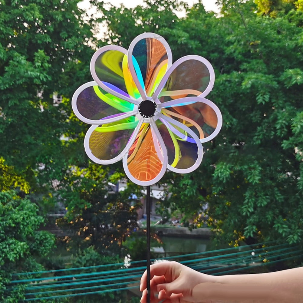 2x Transparent Color Changing Windmill Pink Outdoor Wind Spinners Yard ...