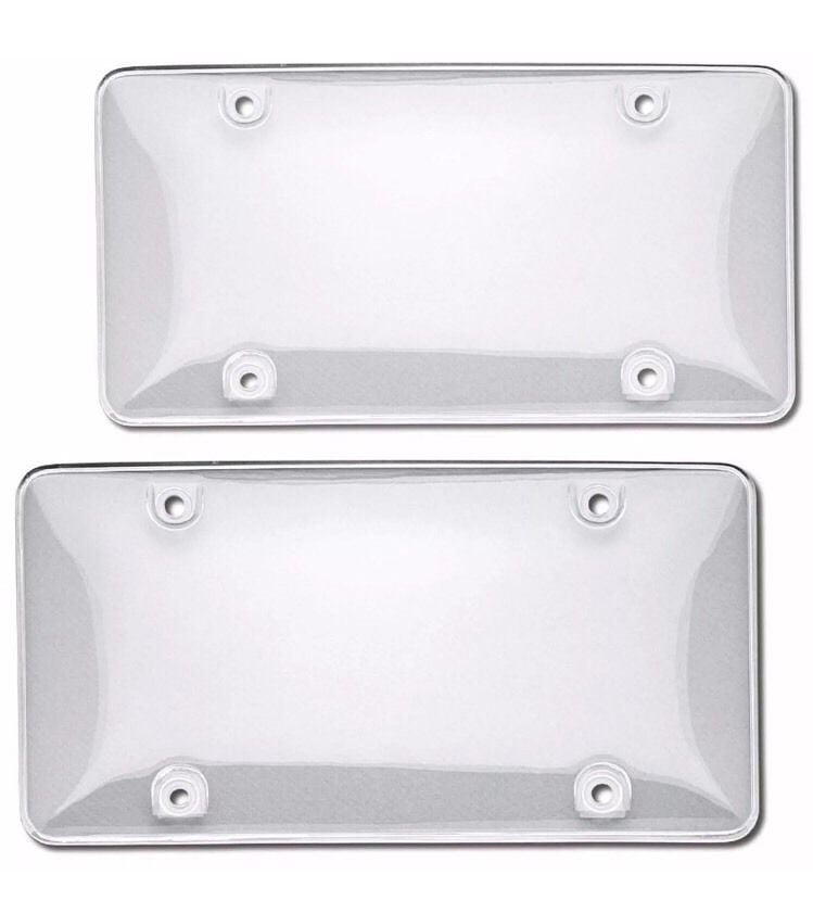 2x UNBREAKABLE Clear License Plate Covers Tag Frame Bubble Shield ...
