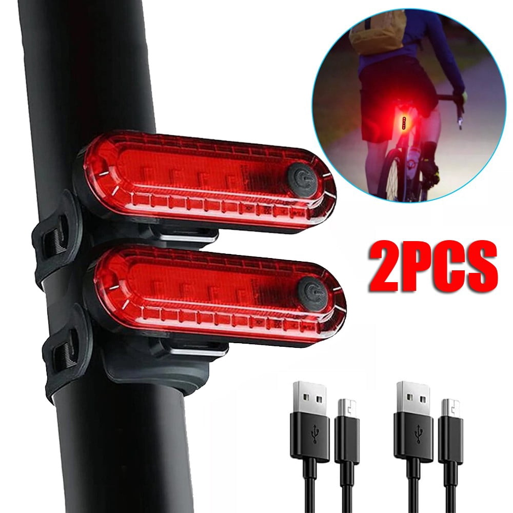 2x USB Rechargeable LED Bike Tail Light Bicycle Safety Cycling Warning ...