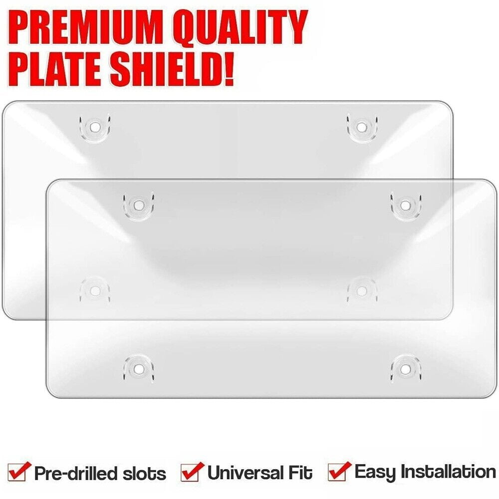 2x Universal Clear License Plate Frame Cover Shield Tinted Plastic Tag ...