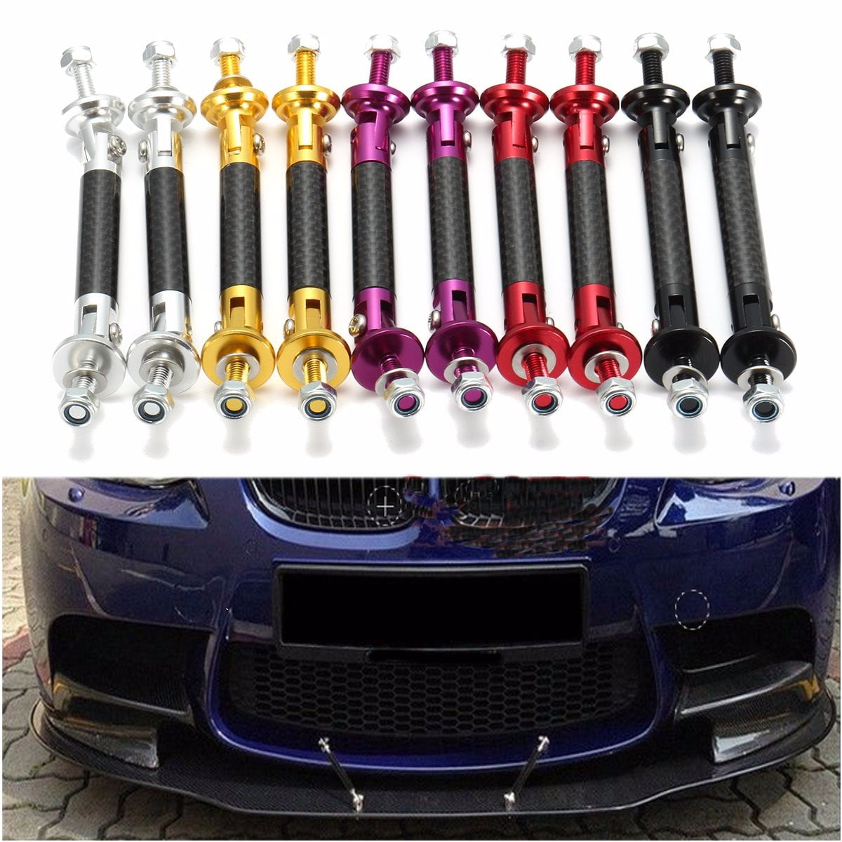 2x Universal Front/Rear Protector Rod Support Adjustable bumper strut ...