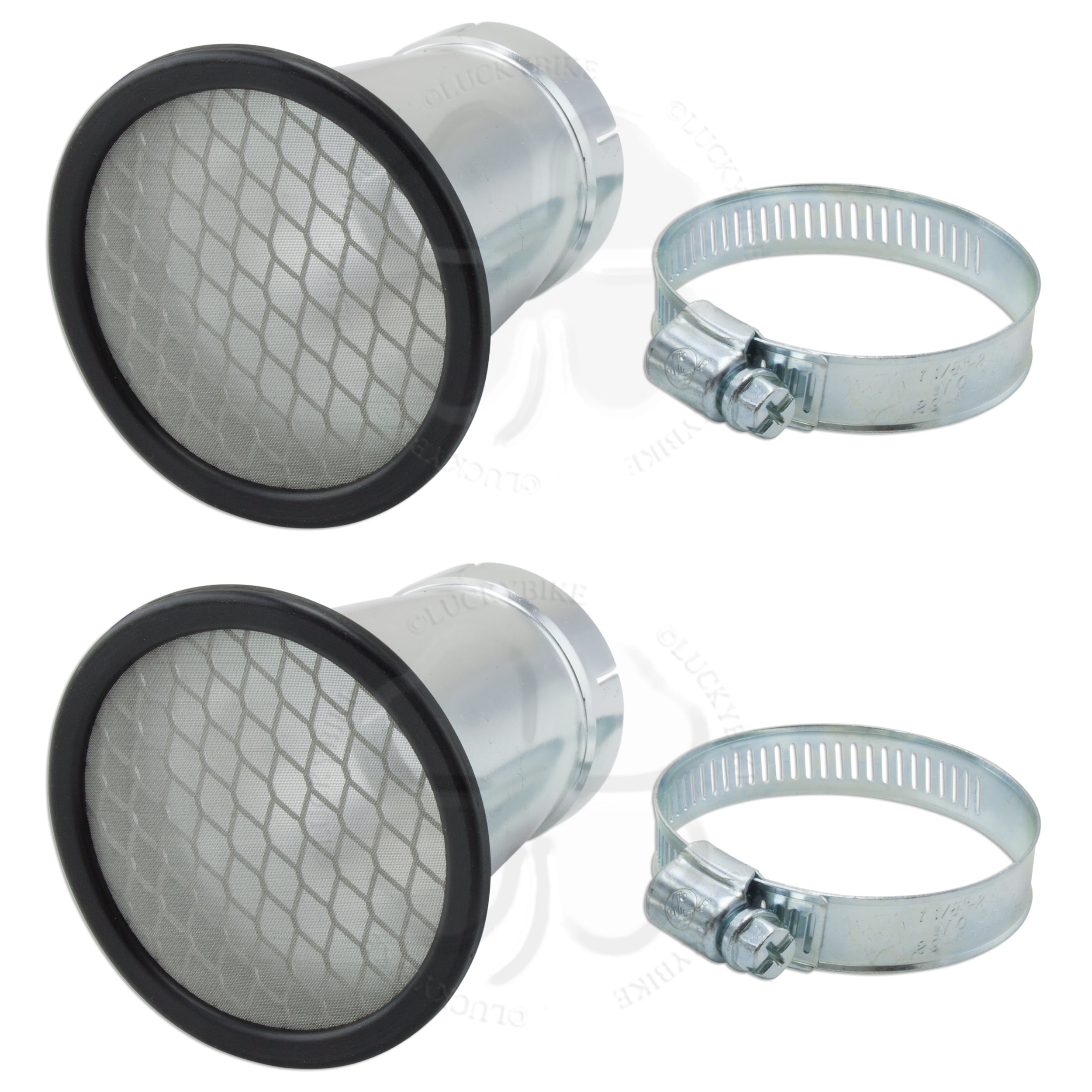 2x Velocity Stack 42mm 1 5/8 inch Universal Carb Air Horn Clamp On Mesh ...
