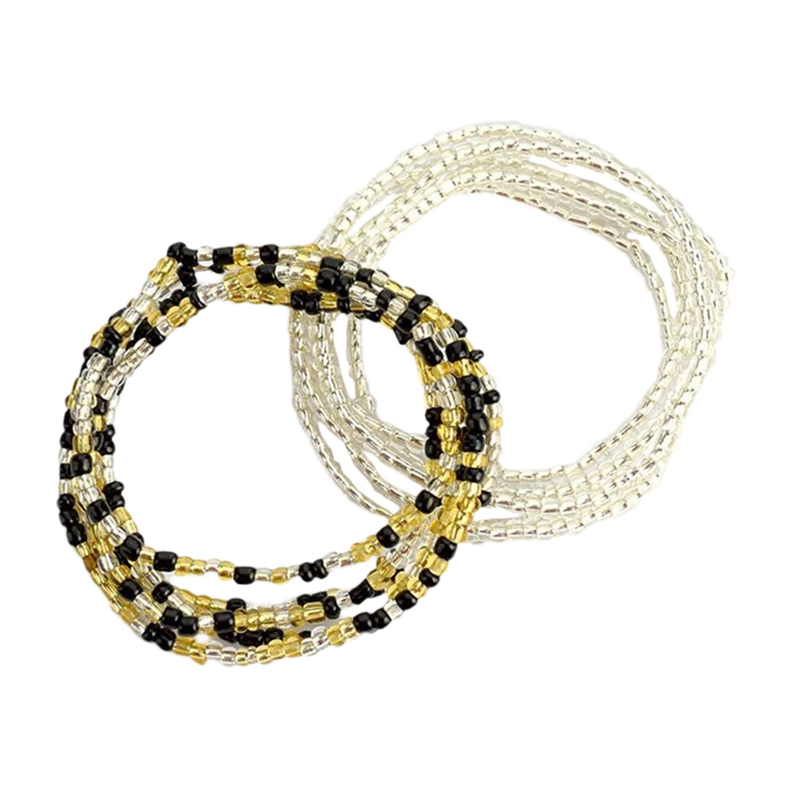 2x Waist Bead Chains, Belly Chain, African Bohemian Stylish Elastic ...