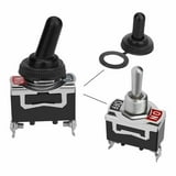 2x Waterproof Metal Toggle Switch SPST Black Boot Caps Cover Flip 2-Pin ...