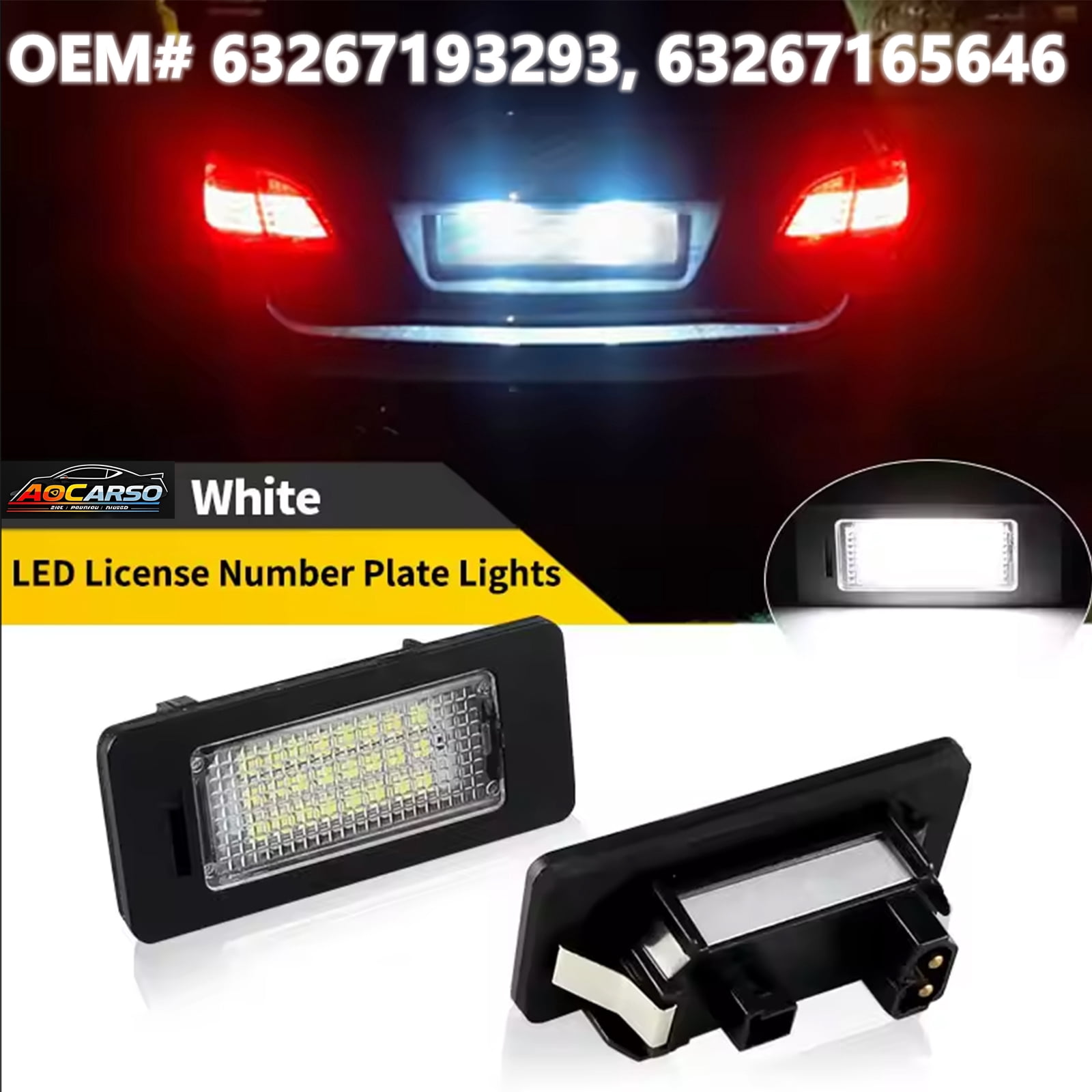 2x White 6000K 24-SMD LED License Plate Lights Lamp No Error For BMW ...