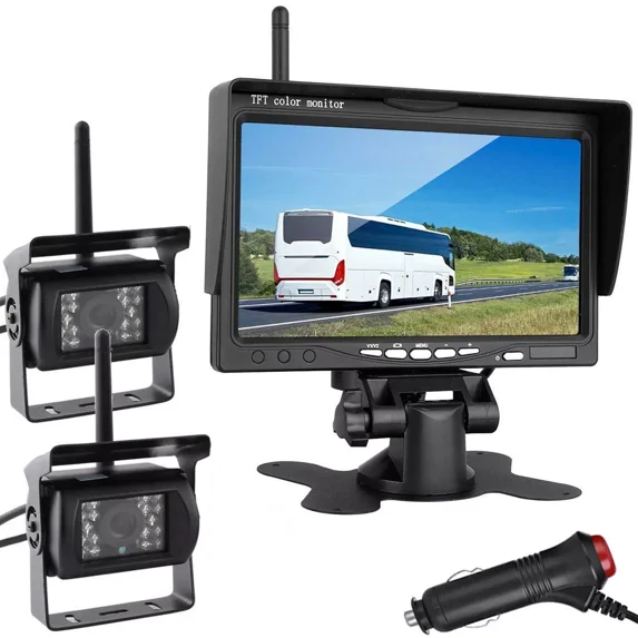 2x Wireless Reverse Rear View Camera 7" Monitor Kit for Truck Trailer ...