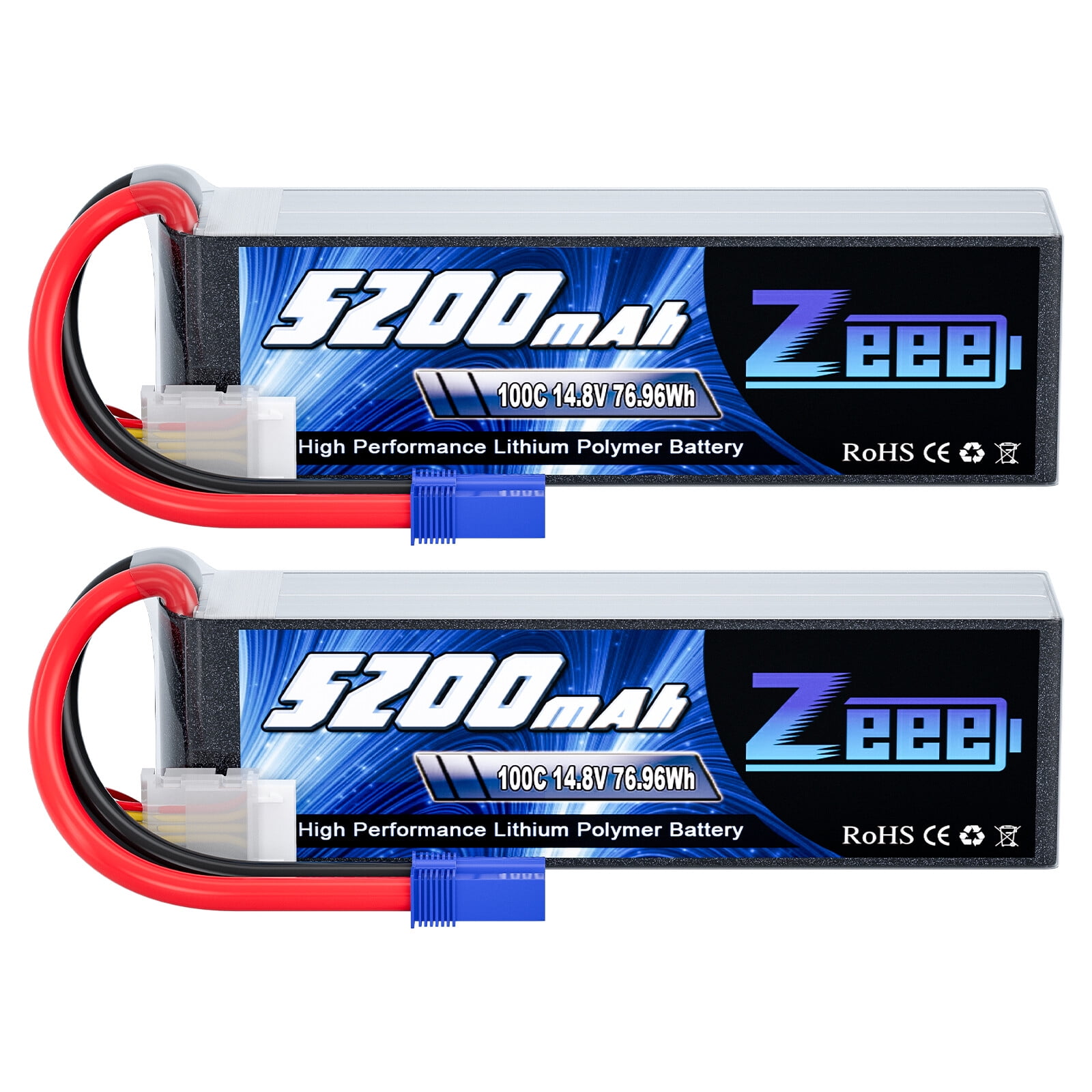 2x Zeee 4S LiPo Battery 5200mAh 14.8V 100C EC5 for 8S RC Car Truck Boat ...