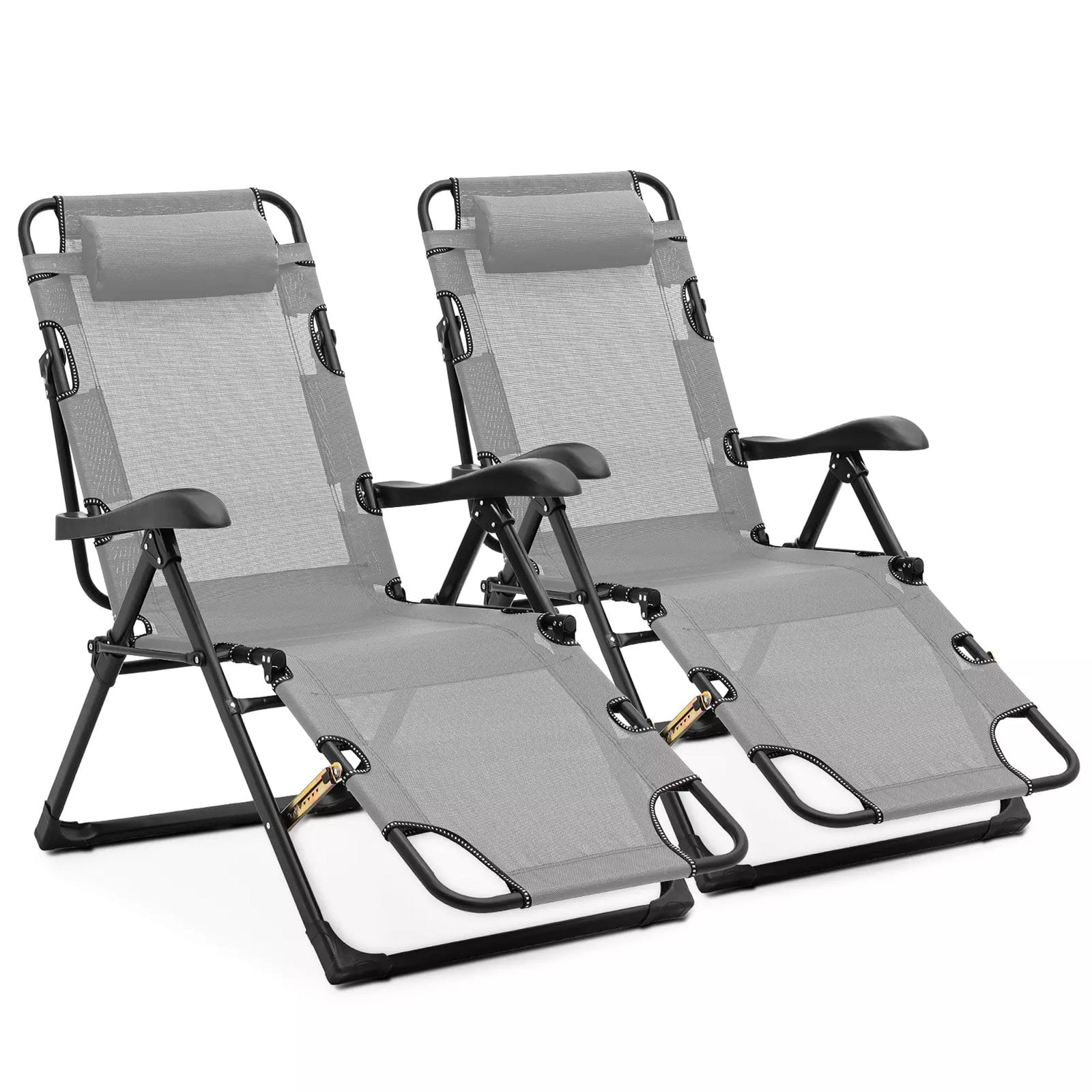 2x Zero Gravity Chair Foldable Adjustable Lounge Chaise Reclinable ...