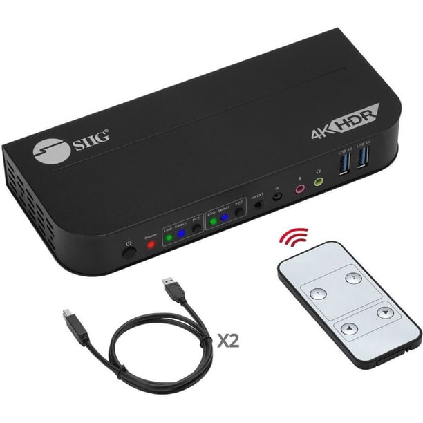 SIIG 2x1 DisplayPort 4K KVM USB 3.0 Switch with Remote Control ...