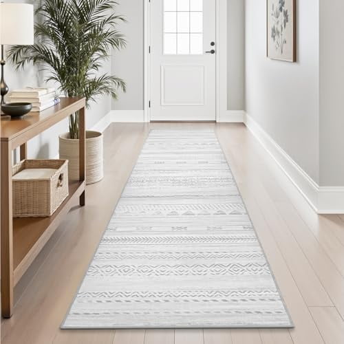 2x10 Runner Rug Machine Washable Non Slip Area Rug Distressed Neutral ...