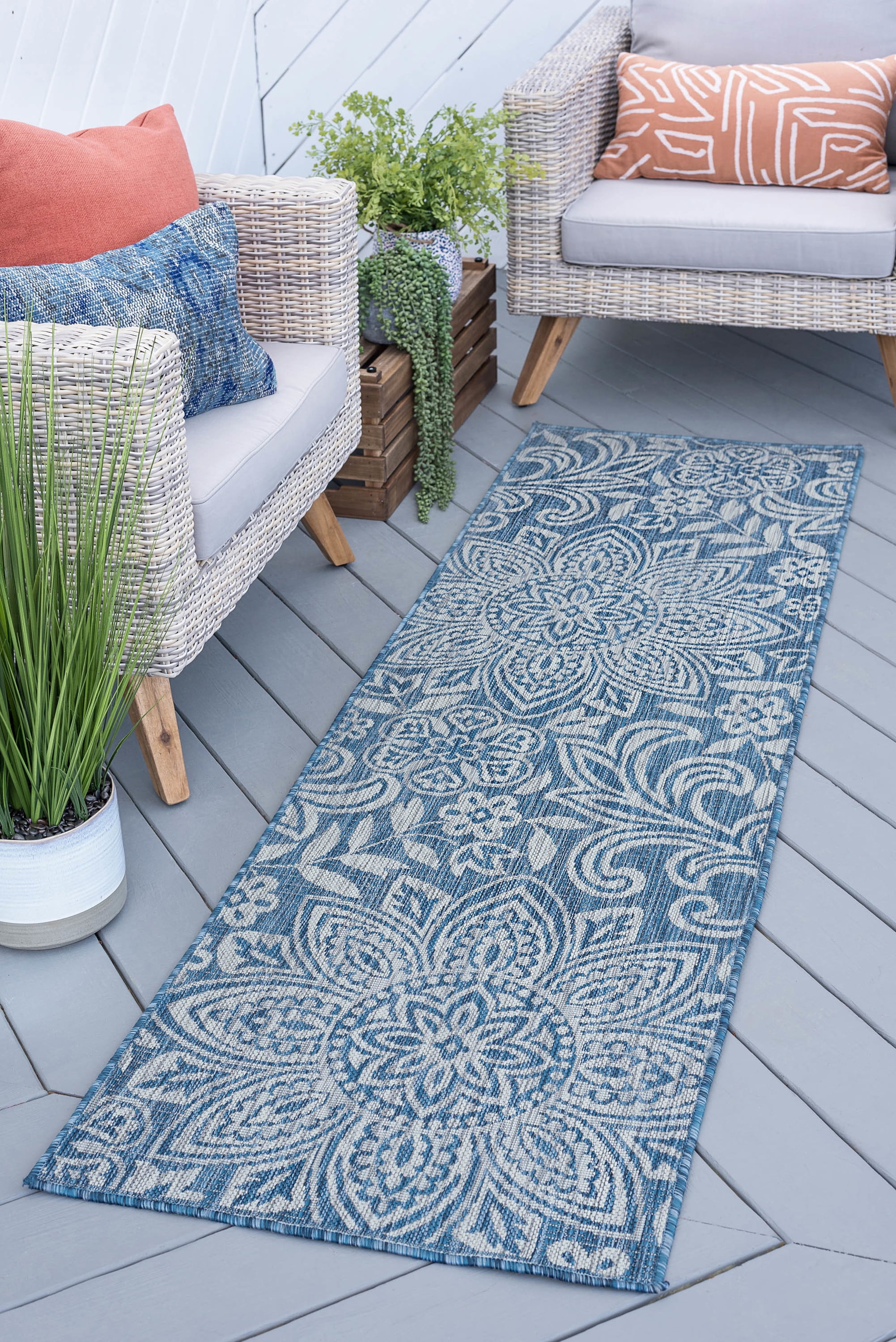 2x10 Water Resistant, Indoor Outdoor Runner Rugs for Patios, Hallway ...