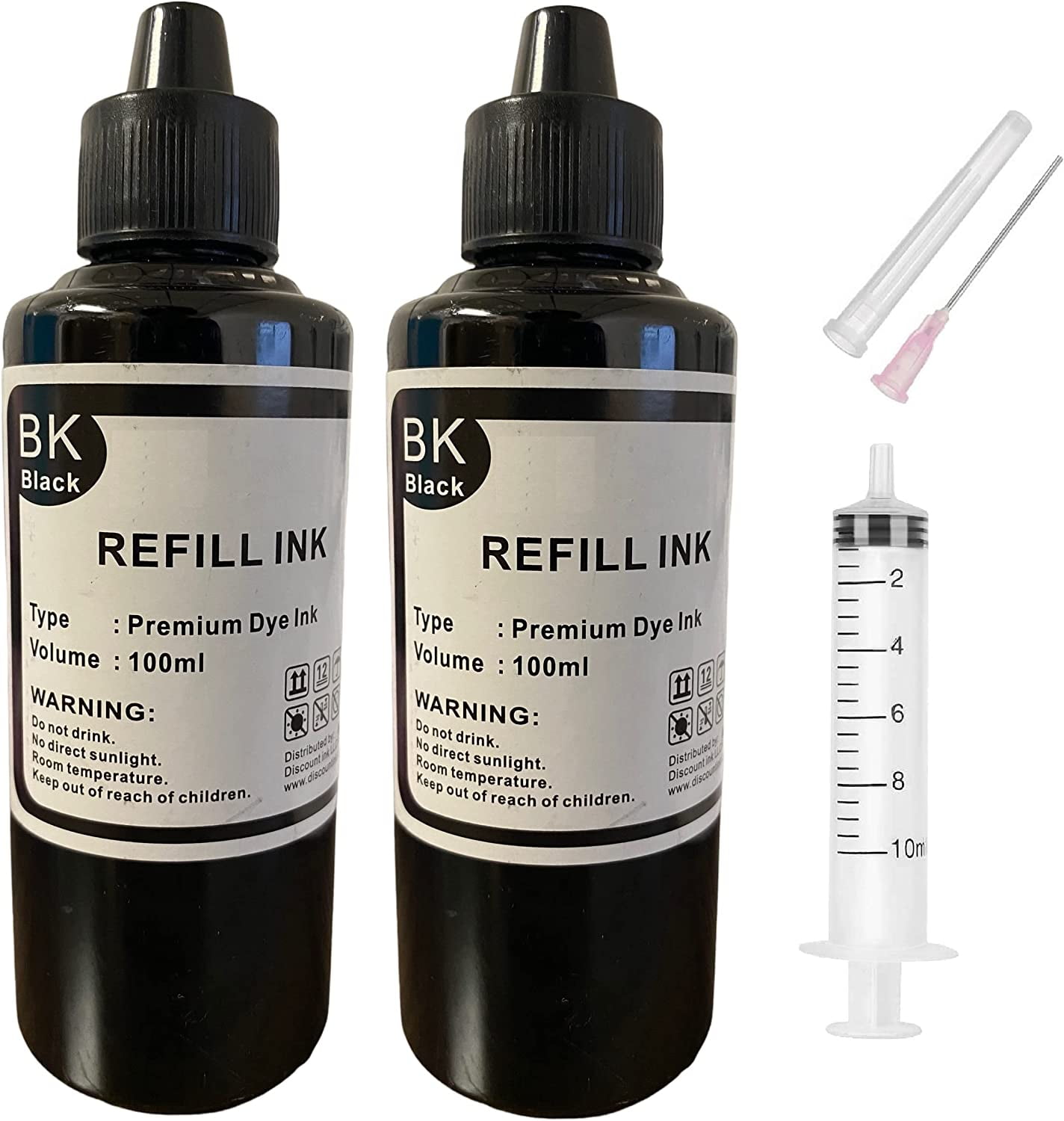2x100ml Black Universal Premium Refill Ink for Epson Canon HP Brother ...