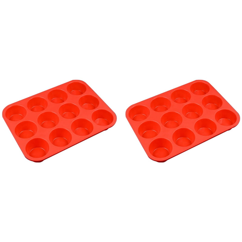 2x12 Cups Regular Silicone Cupcake Pan, Non-Stick Silicone Perfect for ...