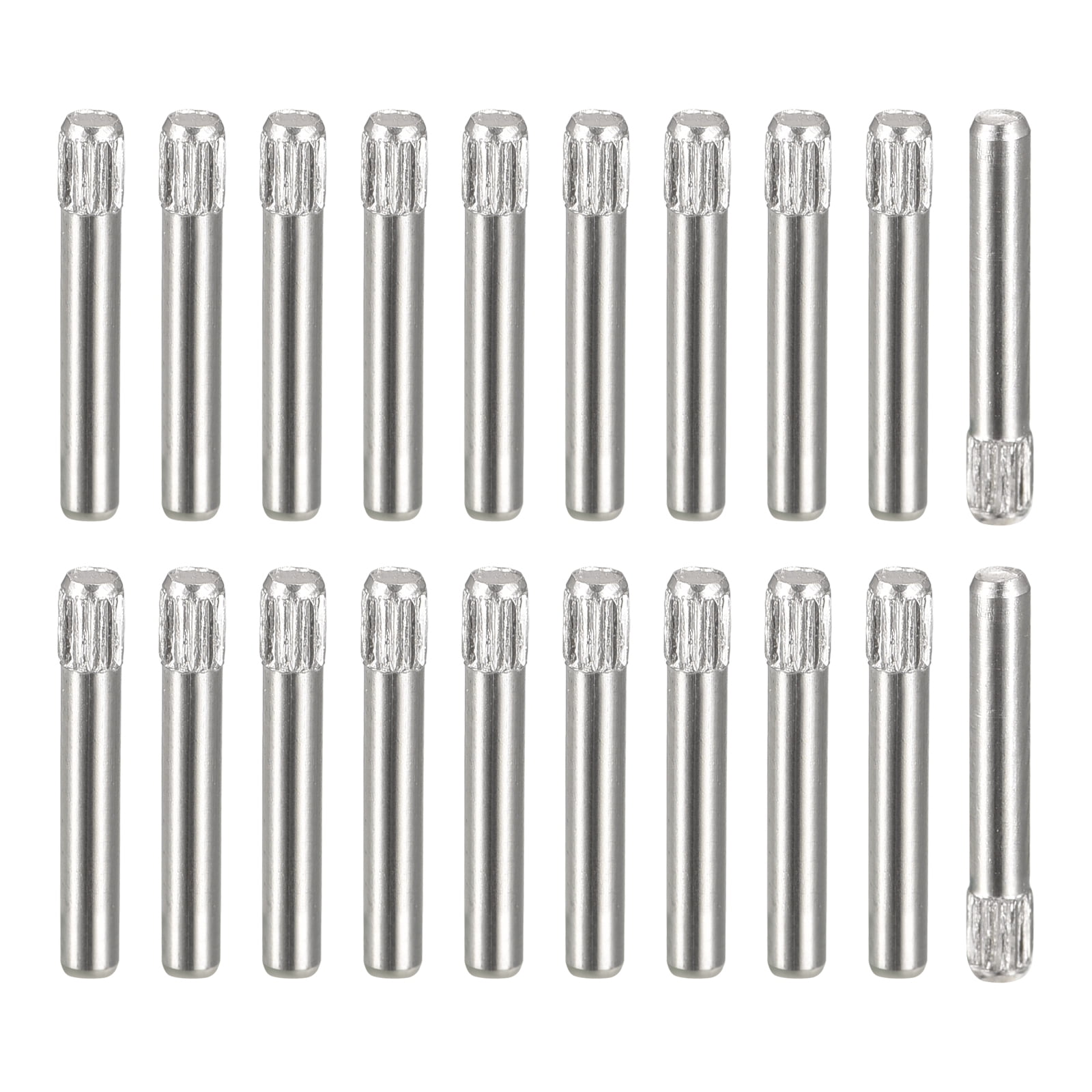 2x14mm 304 Stainless Steel Dowel Pins, 20 Pack Knurled Head Flat End ...