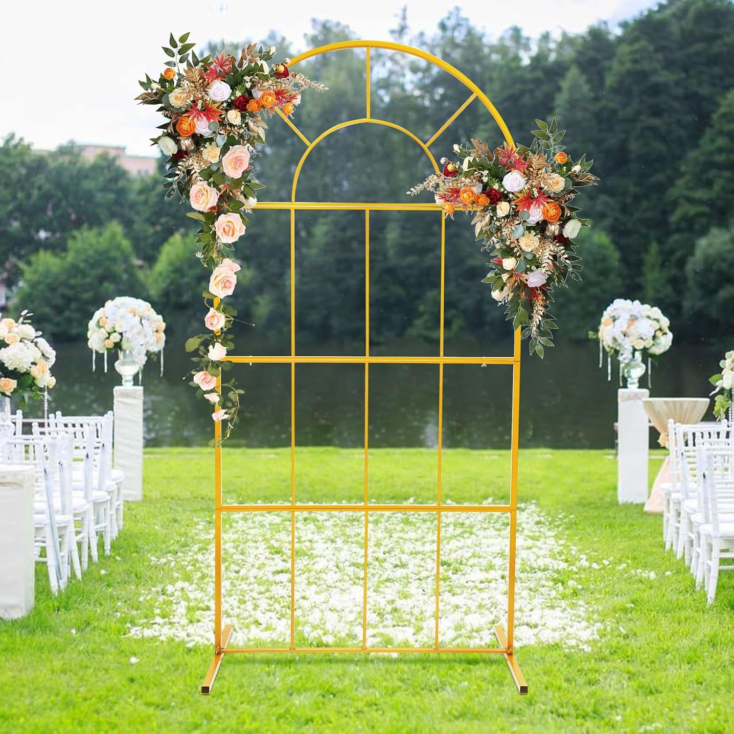 2x1m Wedding Arch Backdrop Stand,Gold Metal Arch Backdrop Stand,Heavy ...