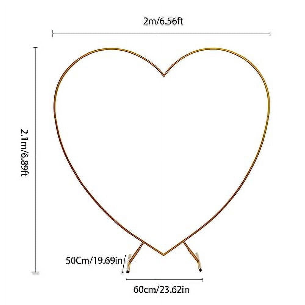 2x2.1m/ 6.6x6.89ft(LxH) Heart-Shaped Gold Wedding Stand with Base ...