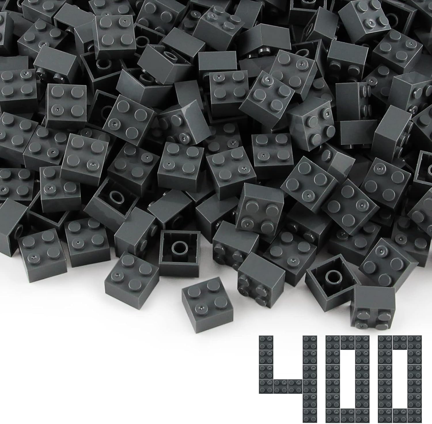 2x2 Bricks Dark Stone Gray 400 Pieces Parts Classic Building Creative ...