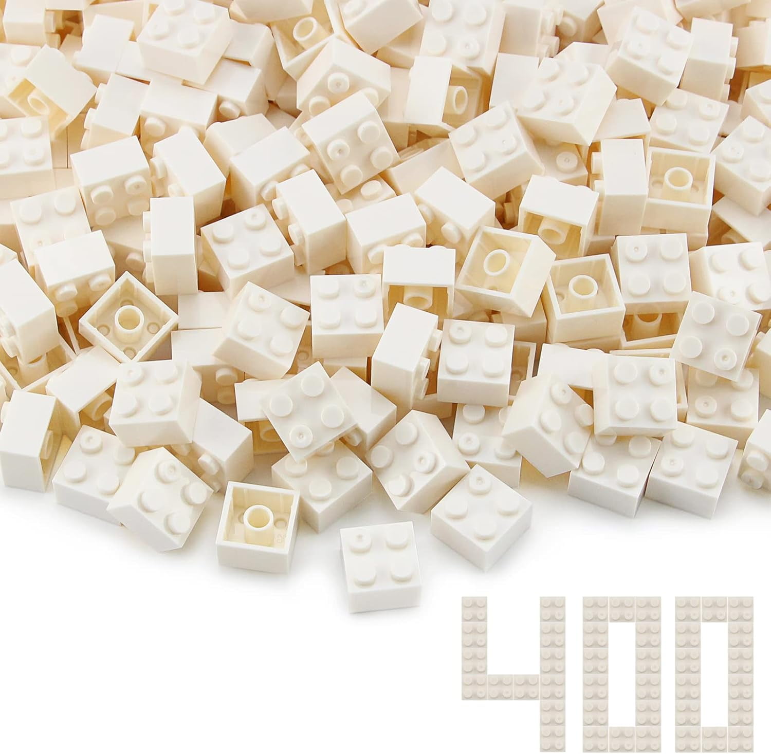 2x2 Bricks White 400 Pieces Parts Classic Building Creative Play Blocks ...