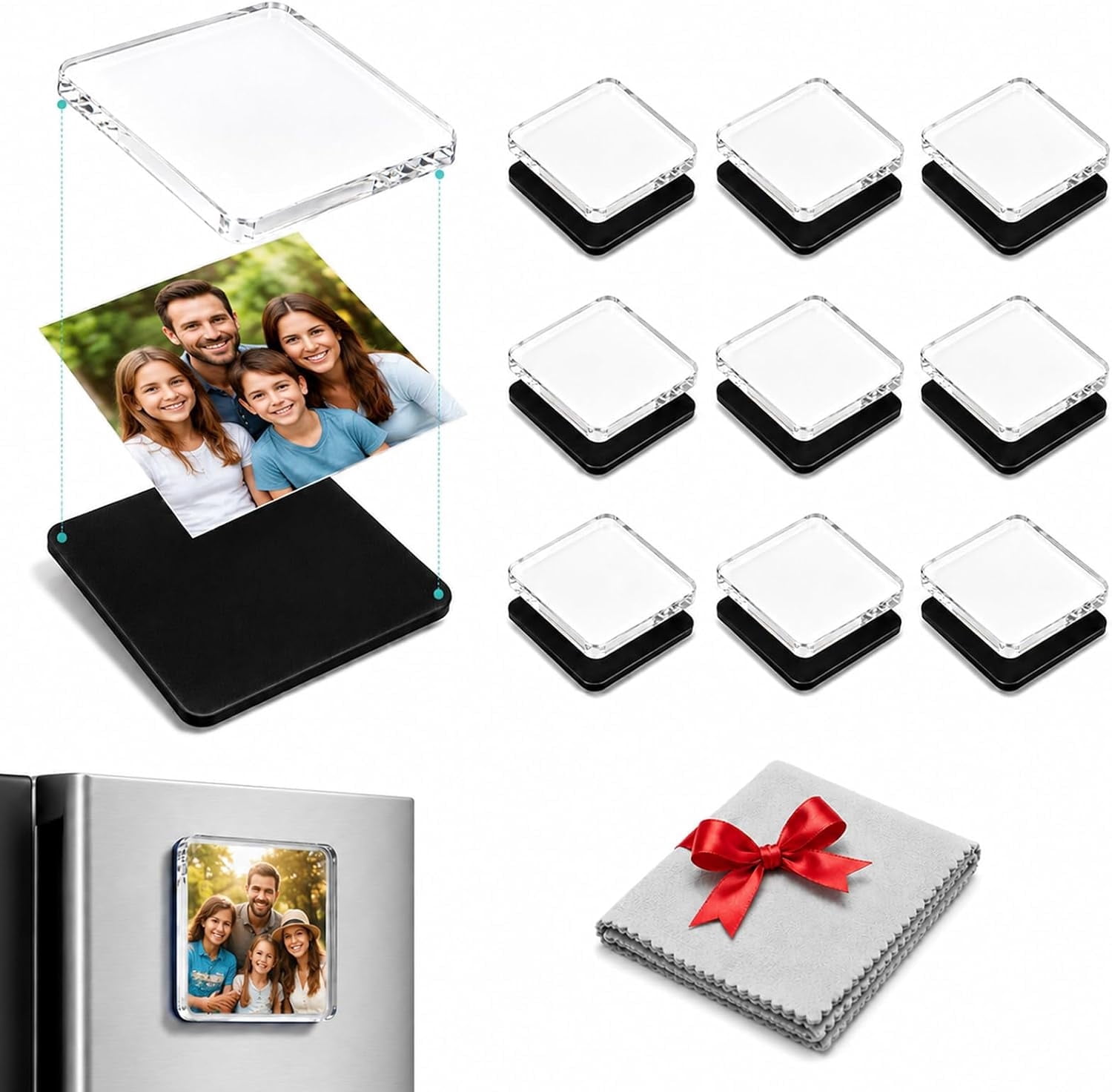 2x2 Clear Acrylic Fridge Magnets, DIY Photo Picture Frame Kit with ...