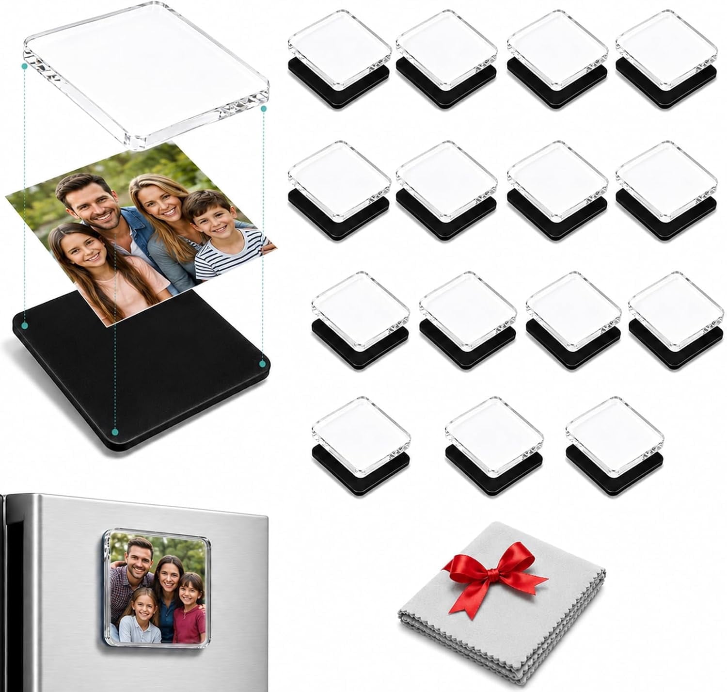 2x2 Clear Acrylic Fridge Magnets, DIY Photo Picture Frame Kit with ...