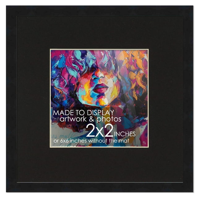 2x2 Frame Black Matted for 2x2 Picture or 6x6 Art Poster Without Photo ...