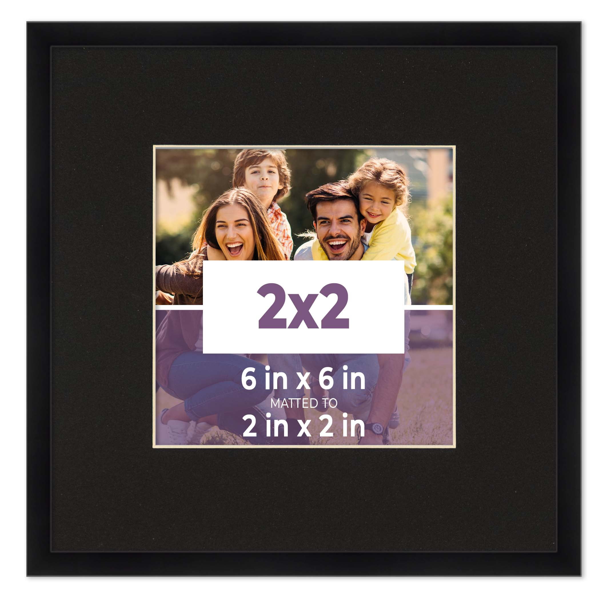 2x2 Frame Black With Black Picture Mat For 2x2 Photo - Black 6x6 Frame ...