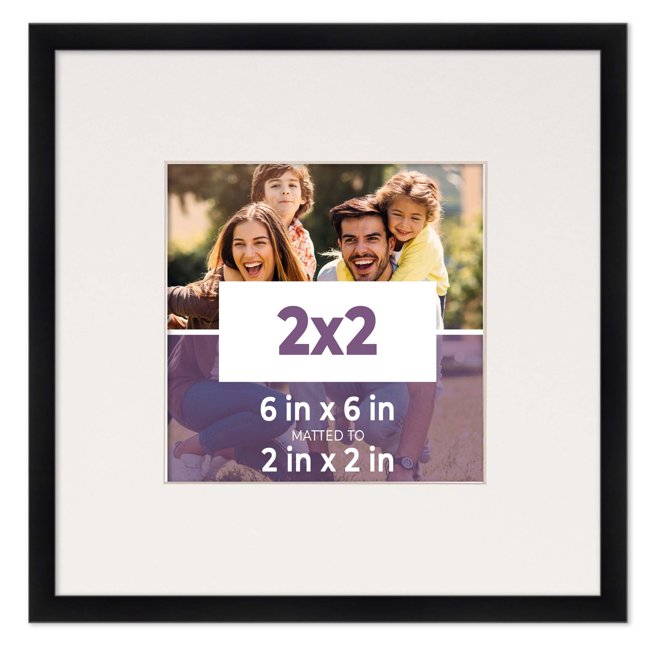 2x2 Frame Black With White Picture Mat For 2x2 Photo - Black 6x6 Frame ...