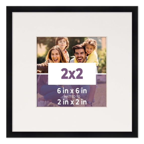 2x2 Frame Black With White Picture Mat For 2x2 Photo - Black 6x6 Frame ...