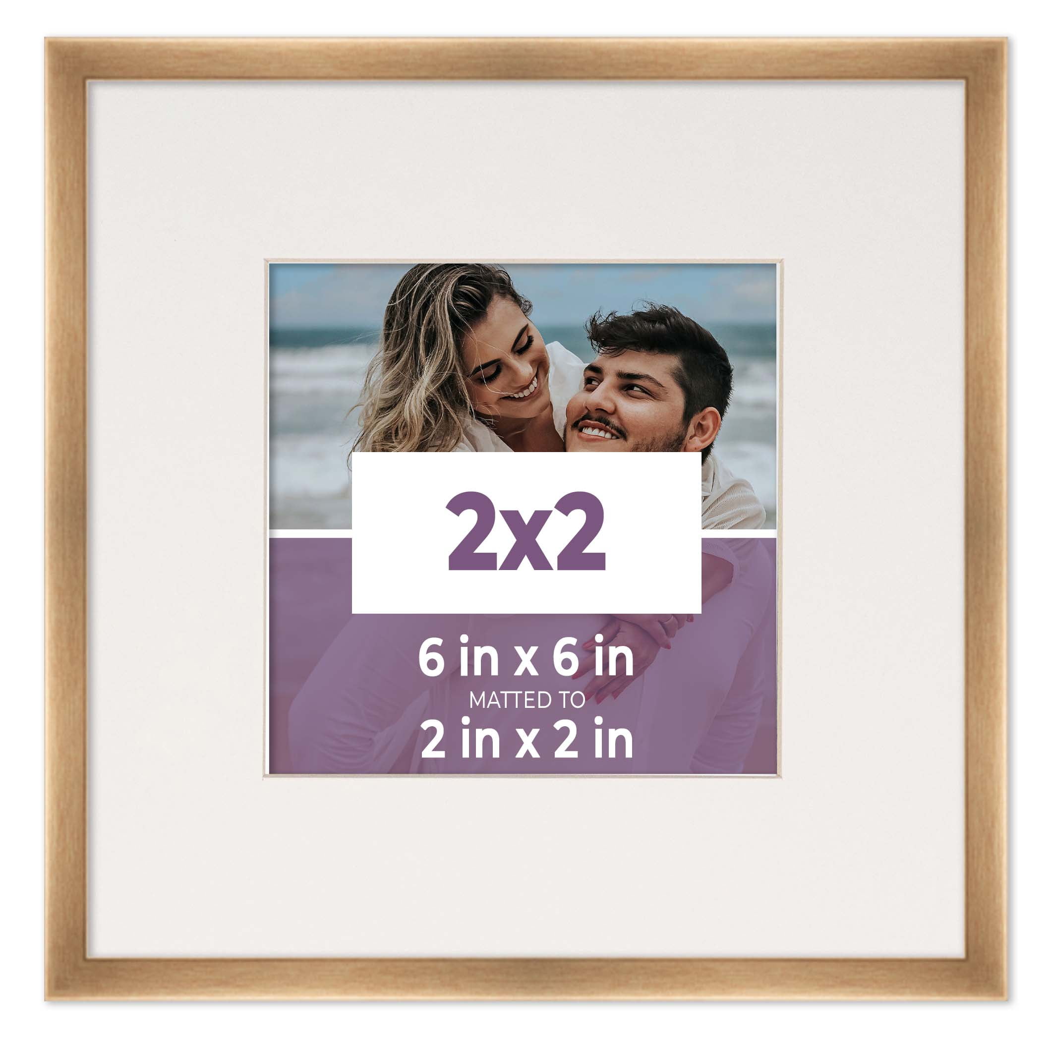 2x2 Frame Bronze With White Picture Mat For 2x2 Photo - Bronze 6x6 ...