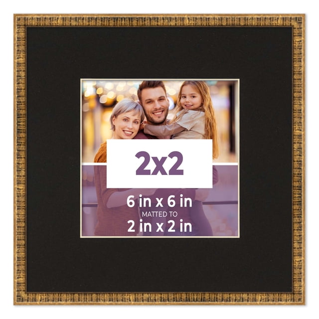 2x2 Frame Gold With Black Picture Mat For 2x2 Photo - Gold 6x6 Frame To ...