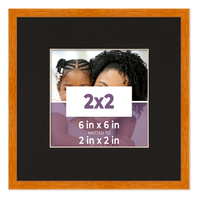 2x2 Frame Honey Pecan With Black Picture Mat For 2x2 Photo - Honey ...