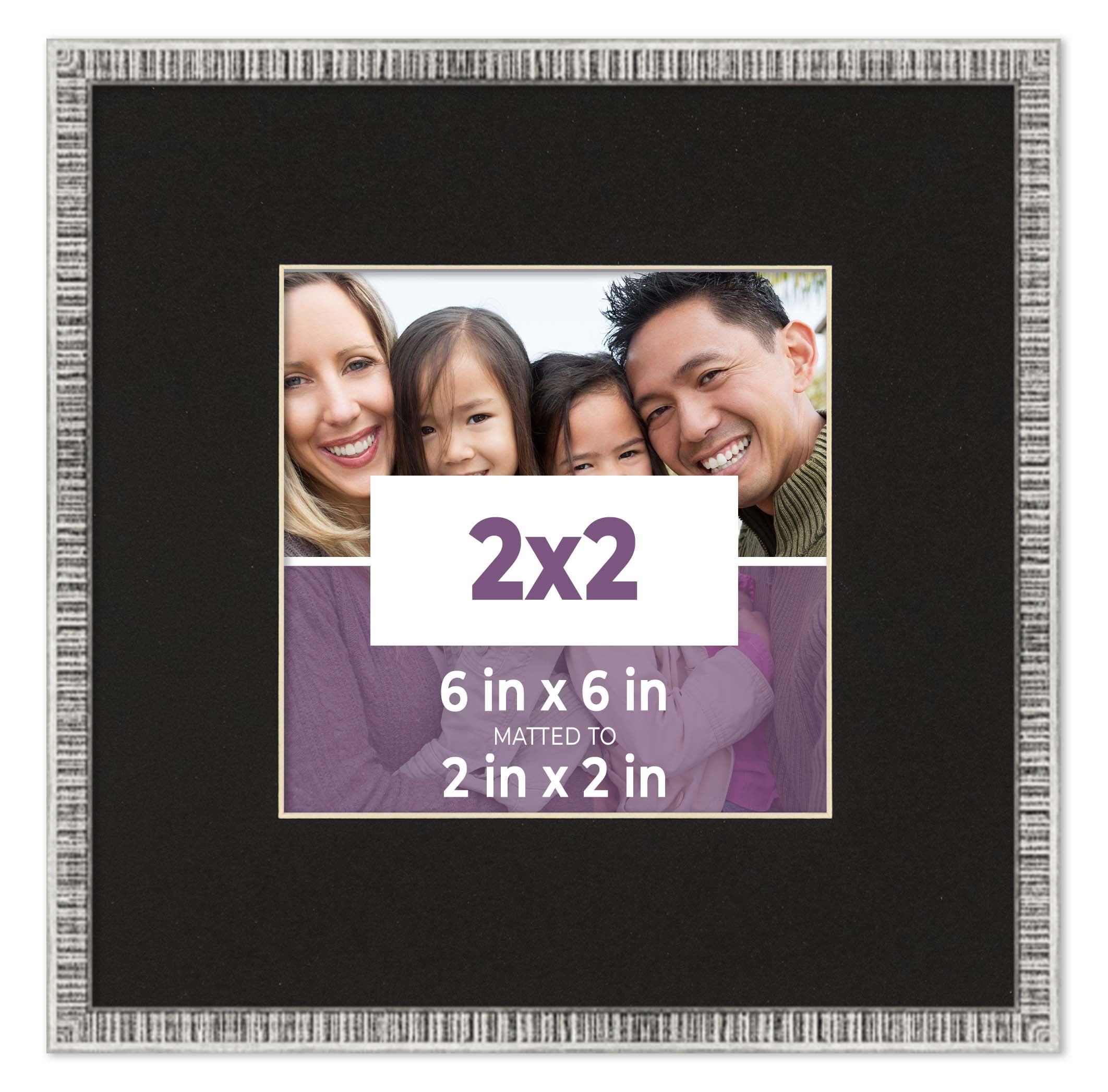 2x2 Frame Silver With Black Picture Mat For 2x2 Photo - Silver 6x6 ...
