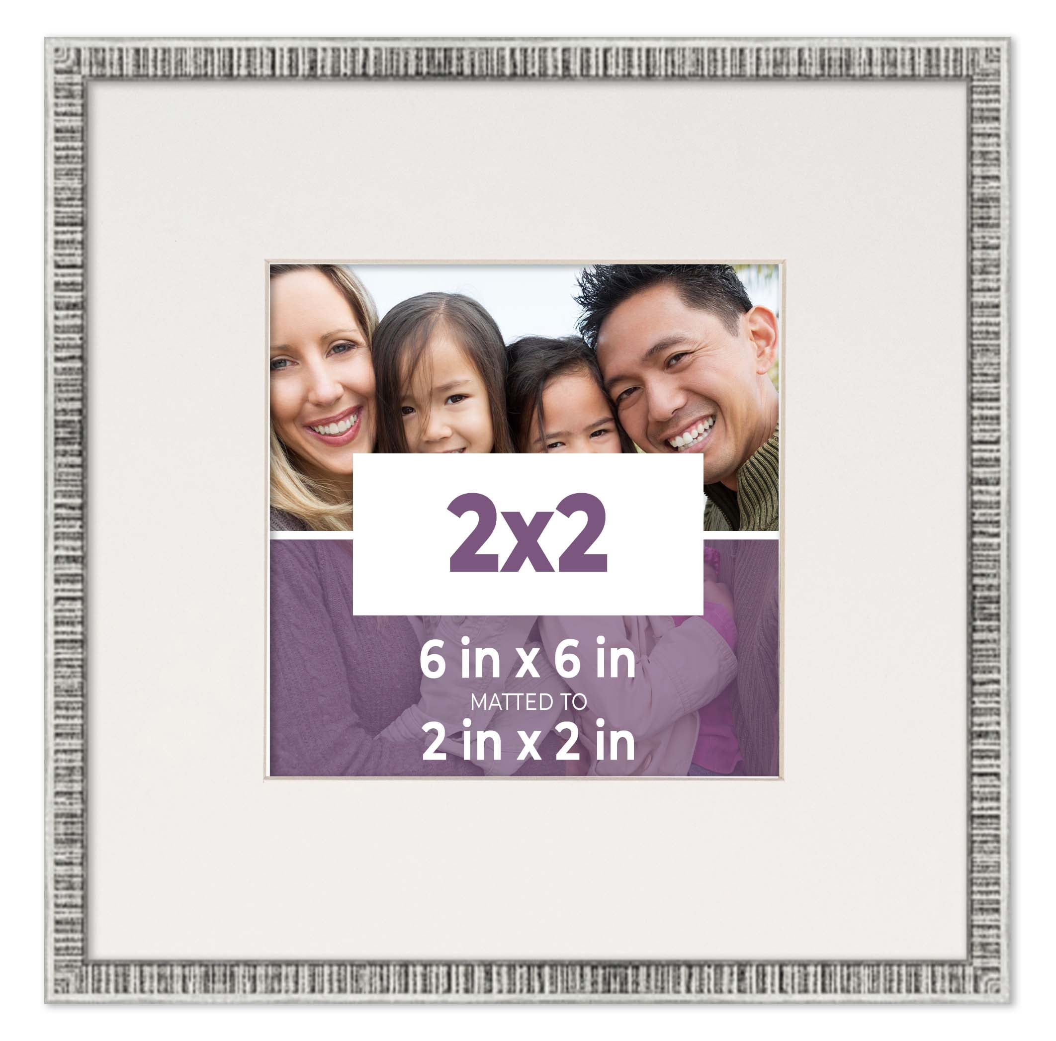 2x2 Frame Silver With White Picture Mat For 2x2 Photo - Silver 6x6 ...