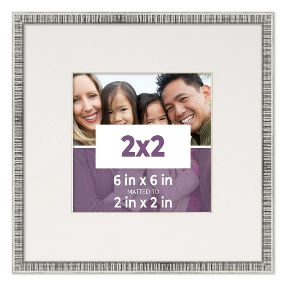 2x2 Frame Silver With White Picture Mat For 2x2 Photo - Silver 6x6 ...